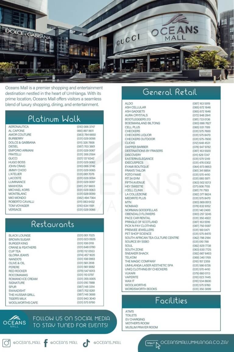 tenantlistomu - Oceans Mall Umhlanga